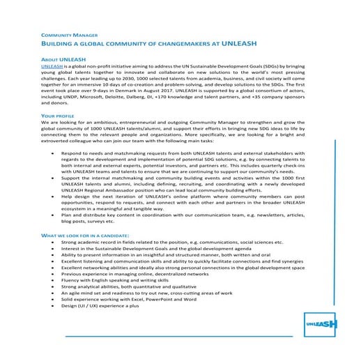 UNLEASH Community Manager | PDF