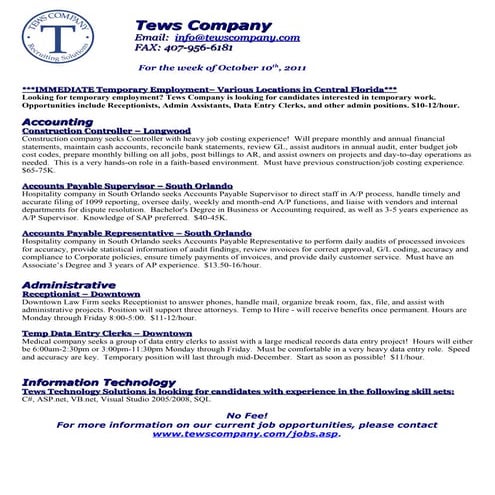 Tews Company - Job Postings | DOC