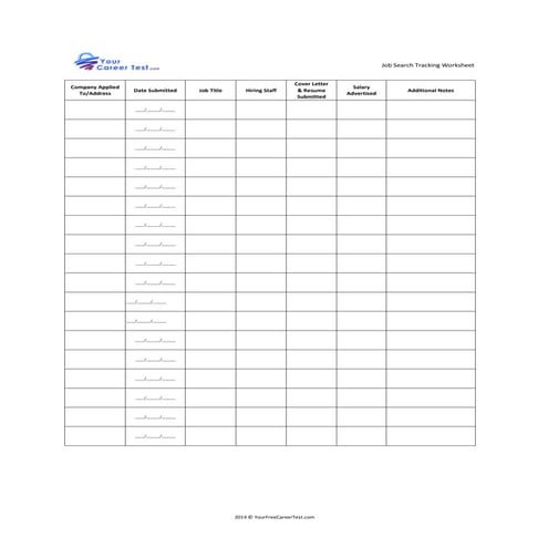 Job Search Tracking Worksheet | PDF