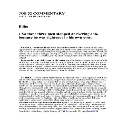 Job 32 commentary | PDF
