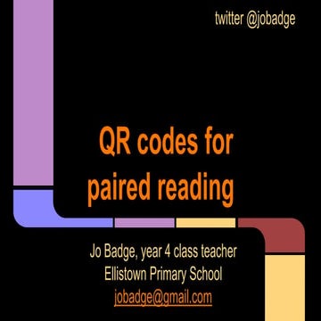 Jo badge - QR codes for paired reading and a bit on algorithms