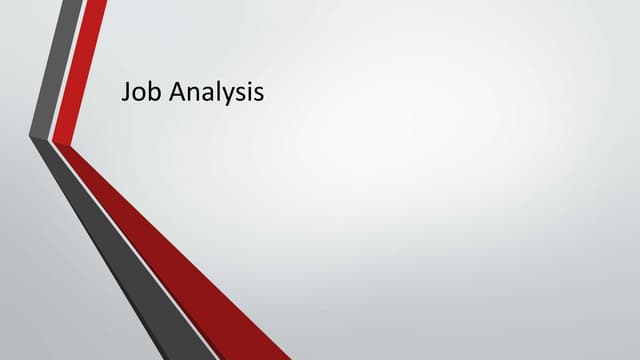 Job Analysis PPT | PPTX