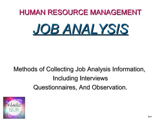 Job Analysis PPT | PPT