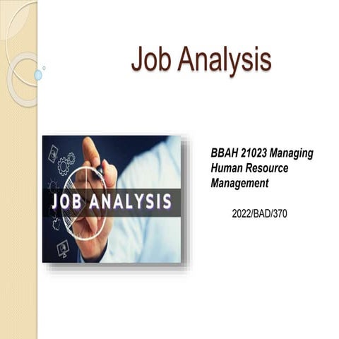 Job Analysis presentation in human resource management | PPT