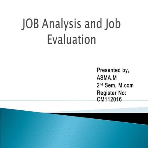 Job analysis and job evaluation | PPT