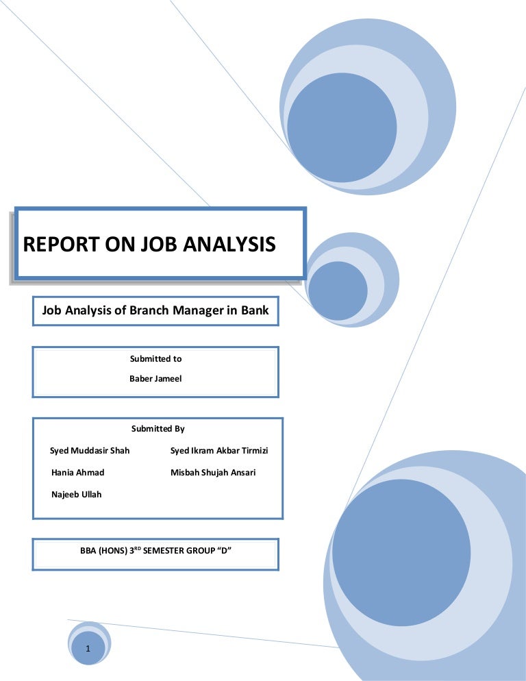 Job Analysis Report Job Analysis Report