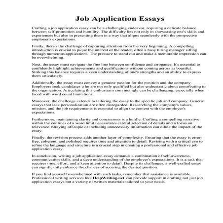 Job Application Essays. Write the best application essay with a ...