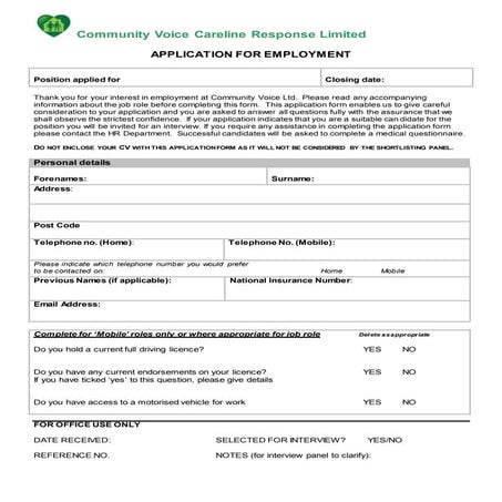 Langdale Leisure Ltd Application form | PDF