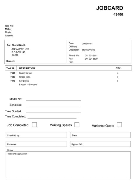 Job costing report summary by task | PPT