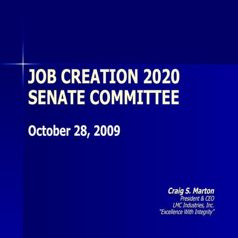 Job Creation 2020 Senate Committee Presentation 10 28 09 Linked In | PPT