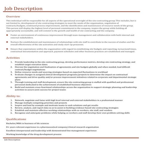 Job description | DOCX | Business Administration | Business