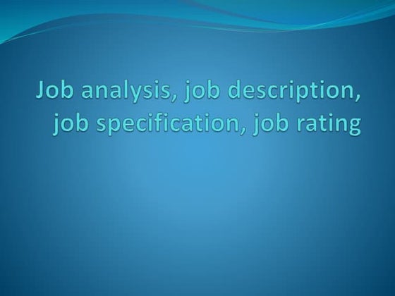 Job Analysis PPT | PPT