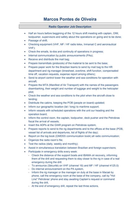 cv radio operator | PDF