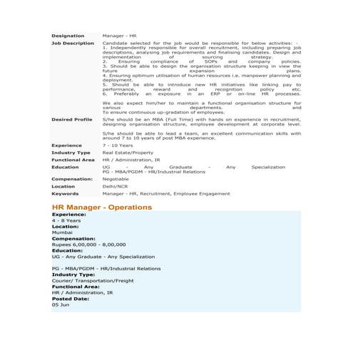 What Does HR do - Job Descriptions | DOC