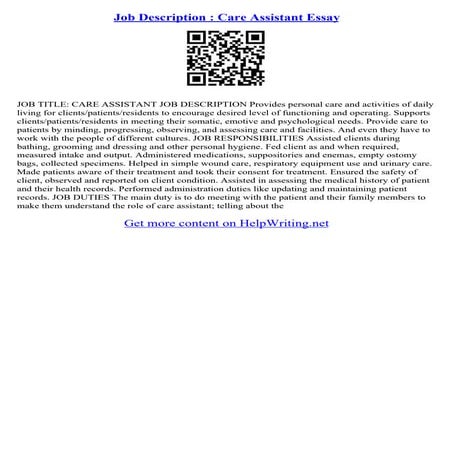 Job Description Essay | PDF
