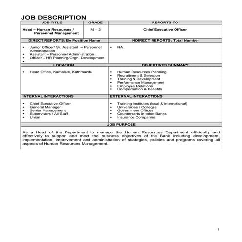 Job description Example | DOC