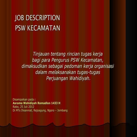 JOB DESCRIPTION PSW KECAMATAN | PPT