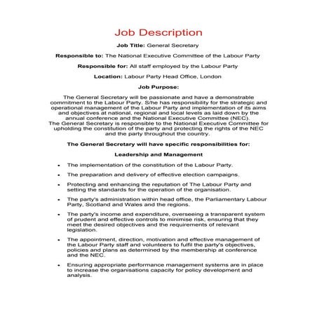 Job description secretary# | PDF