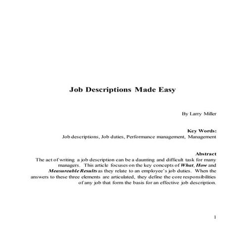 Job descriptions made easy | DOCX