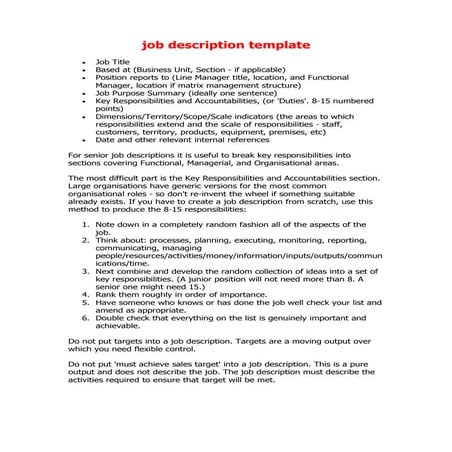 Job description template | DOC