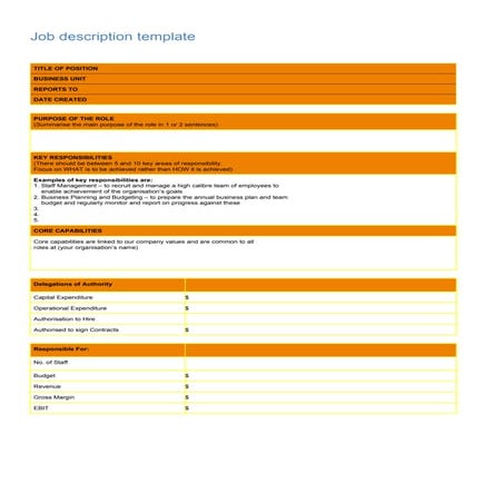 Job+description+template | DOC | Business | Business and Finance