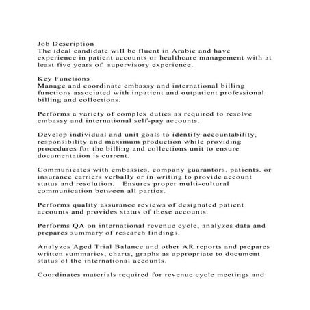 Job Description The ideal candidate will be fluent in Arabic and.docx