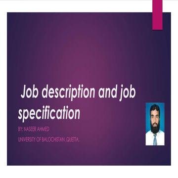 Job description vs job specification | PPTX