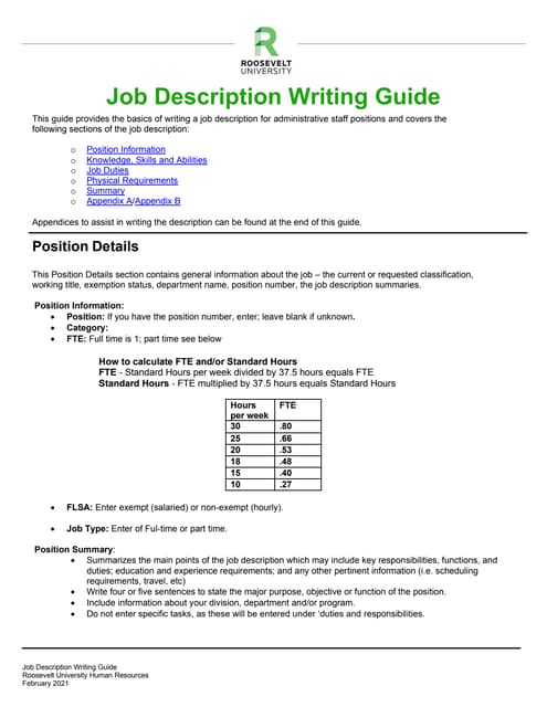 Job Description Webinar outline | PPT