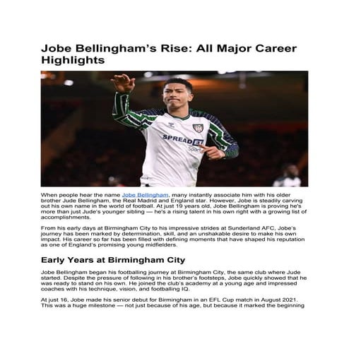 Jobe Bellingham’s Rise: All Major Career Highlights | DOCX