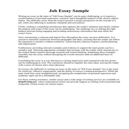 Job Essay Sample. How To Write Personal Essay For Job Coverletterpedia ...