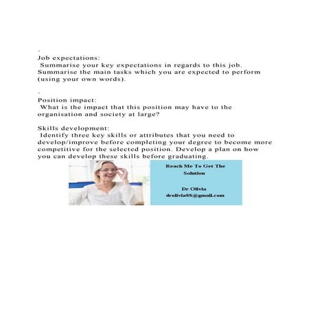 · Job expectations Summarise your key expectations in regar | PDF