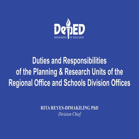 Duties and Responsibilities of the Planning & Research Units of the ...
