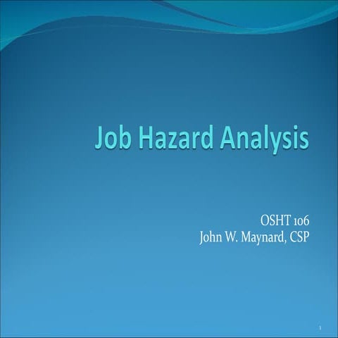 Job Safety Analysis | PPT