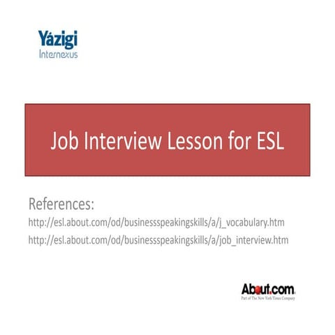 Job Interview Lesson for ESL | PPSX