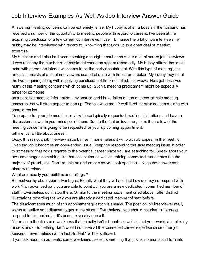Job Interview Examples As Well As Job Interview Answer Guide