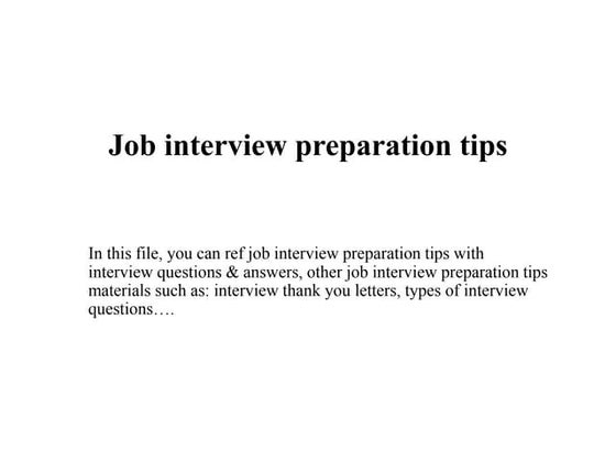 Job Interview Tips and Tricks | PDF