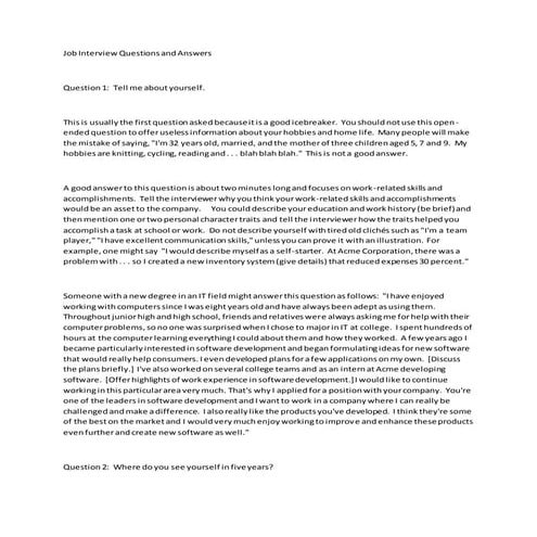 Job interview questions and answers | PDF