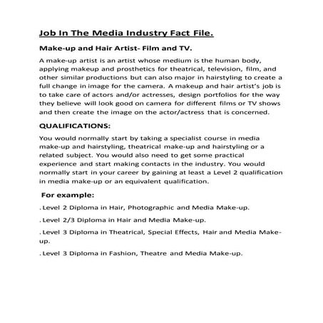 Job in the media industry fact file | DOCX