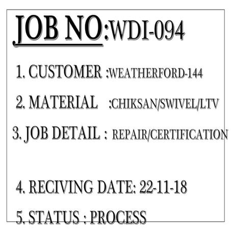 Job number | PPT