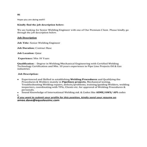Job opening welding engineer-qatar | DOCX
