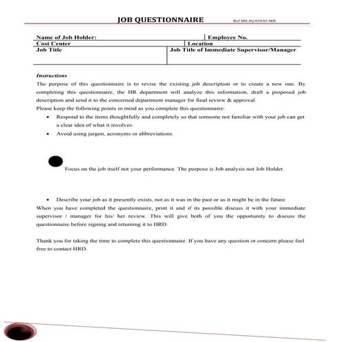 Job questionnaire | DOC