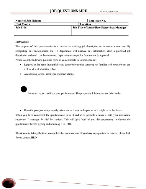 Time To Quit The Job Questionnaire Answers | PPT