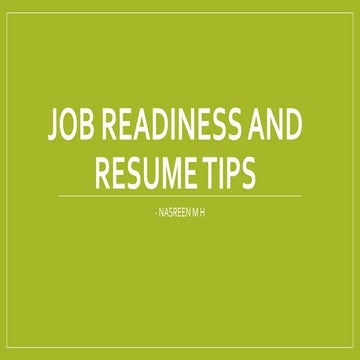 Job readiness and resume tips ppt | PPTX