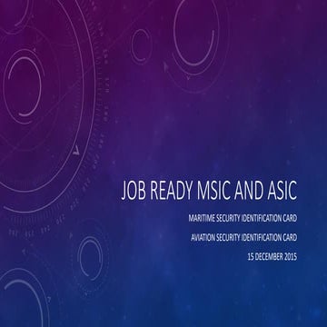 Job Ready MSIC and ASIC Cards | PDF