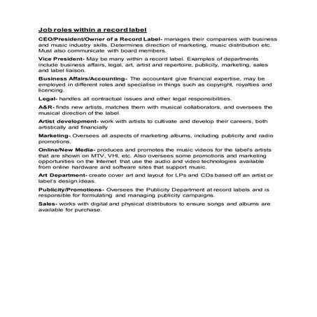 Music industry hierarchy | DOCX