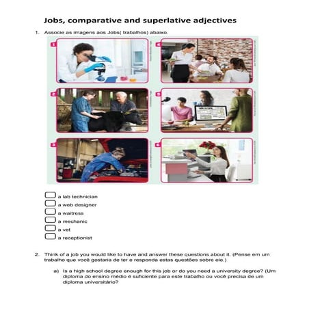 Jobs and comparative superlatives adjectives | PDF | Careers