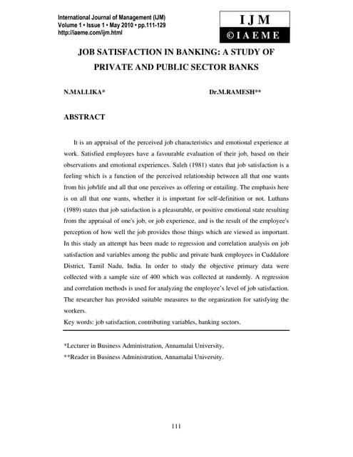 Review of literature on employees satisfaction | DOCX | Human Resources | Business