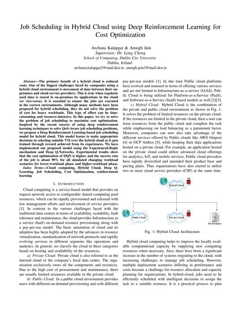 Job Scheduling In Hybrid Cloud Using Deep Reinforcement Learning For Cost Optimization Pdf