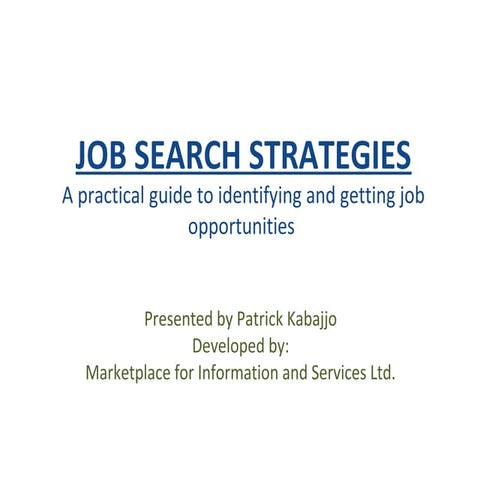 Job search strategies lecture 1 | PPT