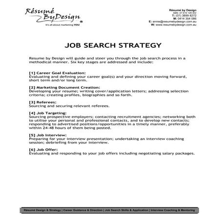 Job search strategy | PDF | Resume Writing and Advice | Job Search
